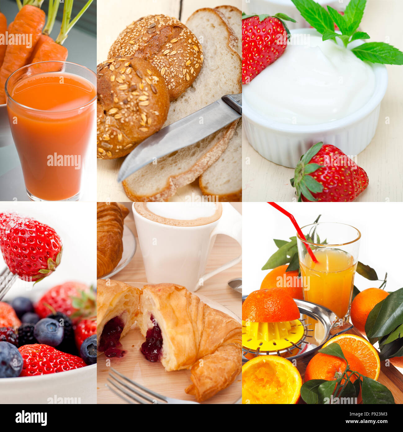 ealthy fresh nutritious vegetarian breakfast collage composition set ...
