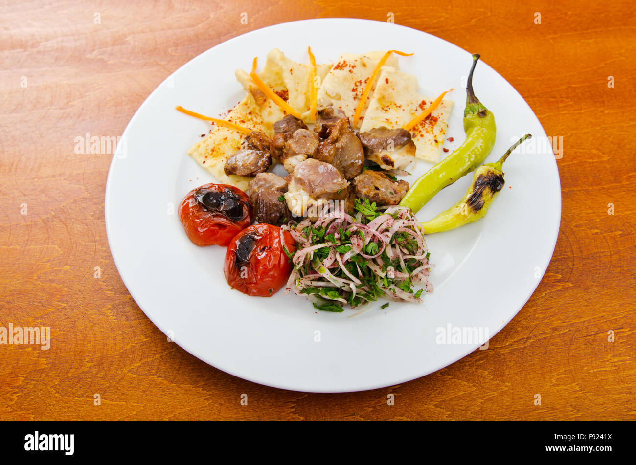 Meat cuisine - kebab served in plate Stock Photo - Alamy