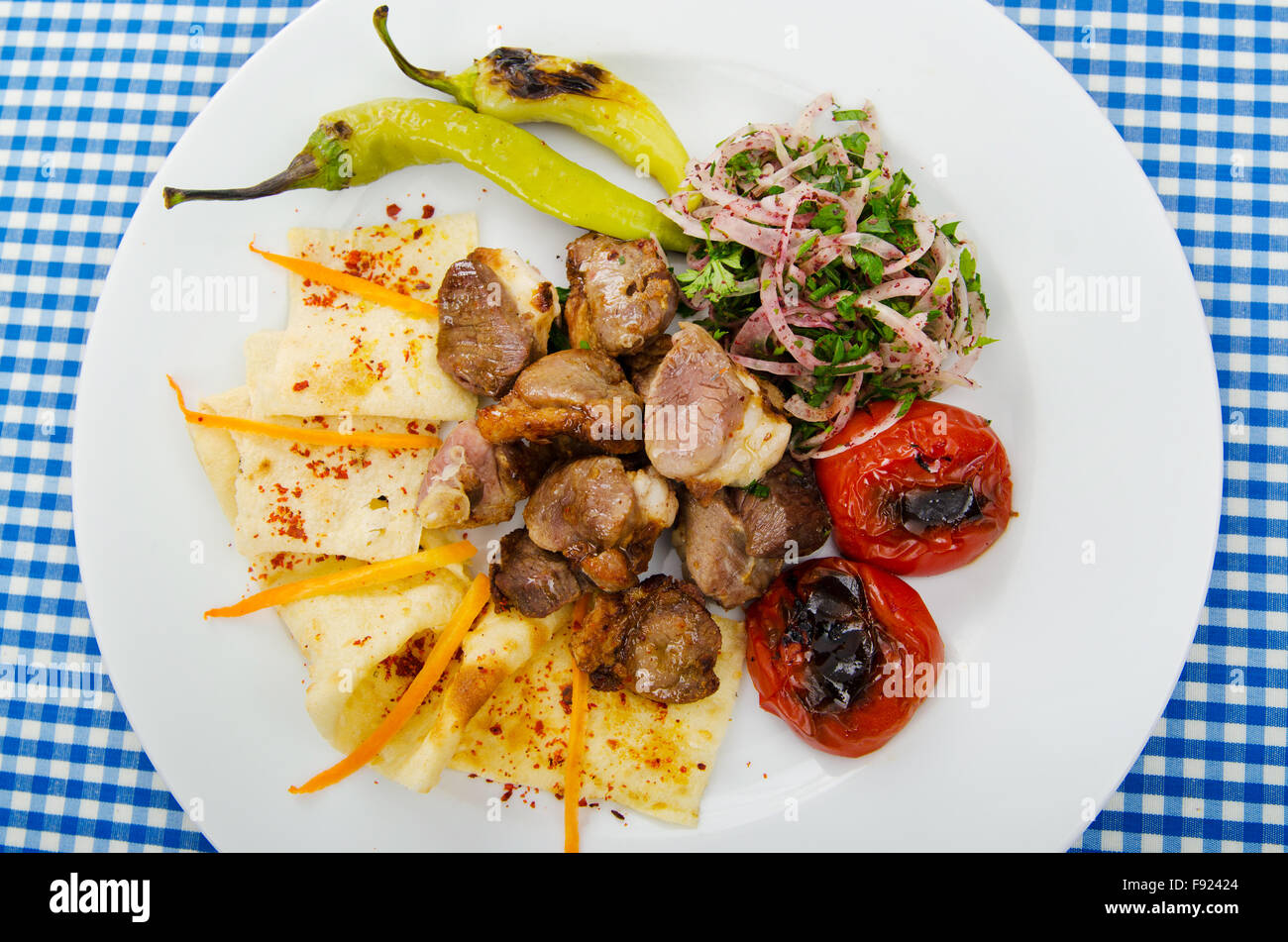 Meat cuisine - kebab served in plate Stock Photo - Alamy