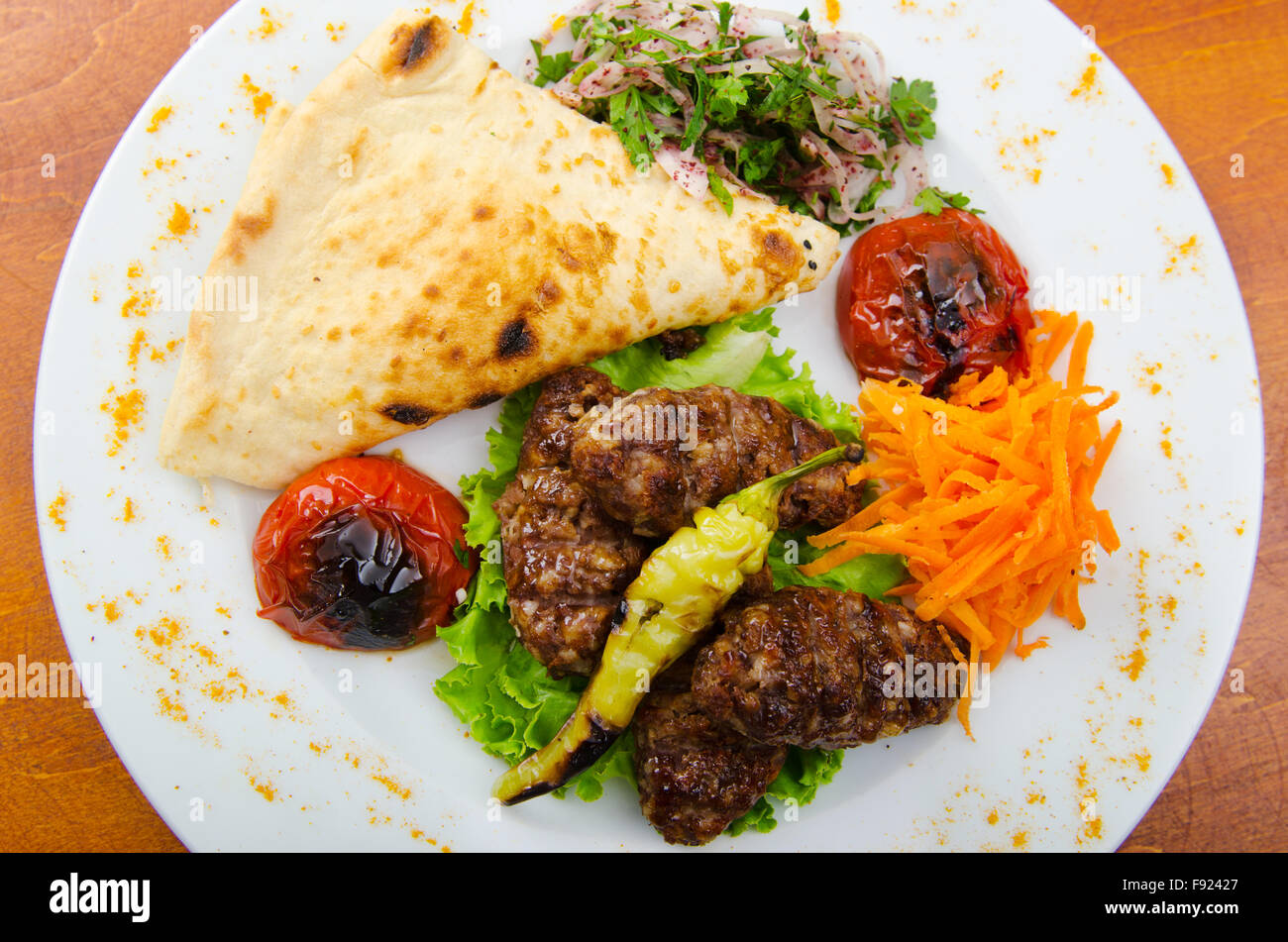 Meat cuisine - kebab served in plate Stock Photo - Alamy