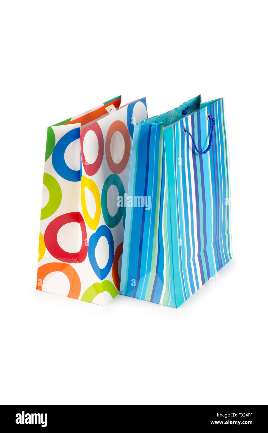 Shopping concept with bag on white Stock Photo - Alamy