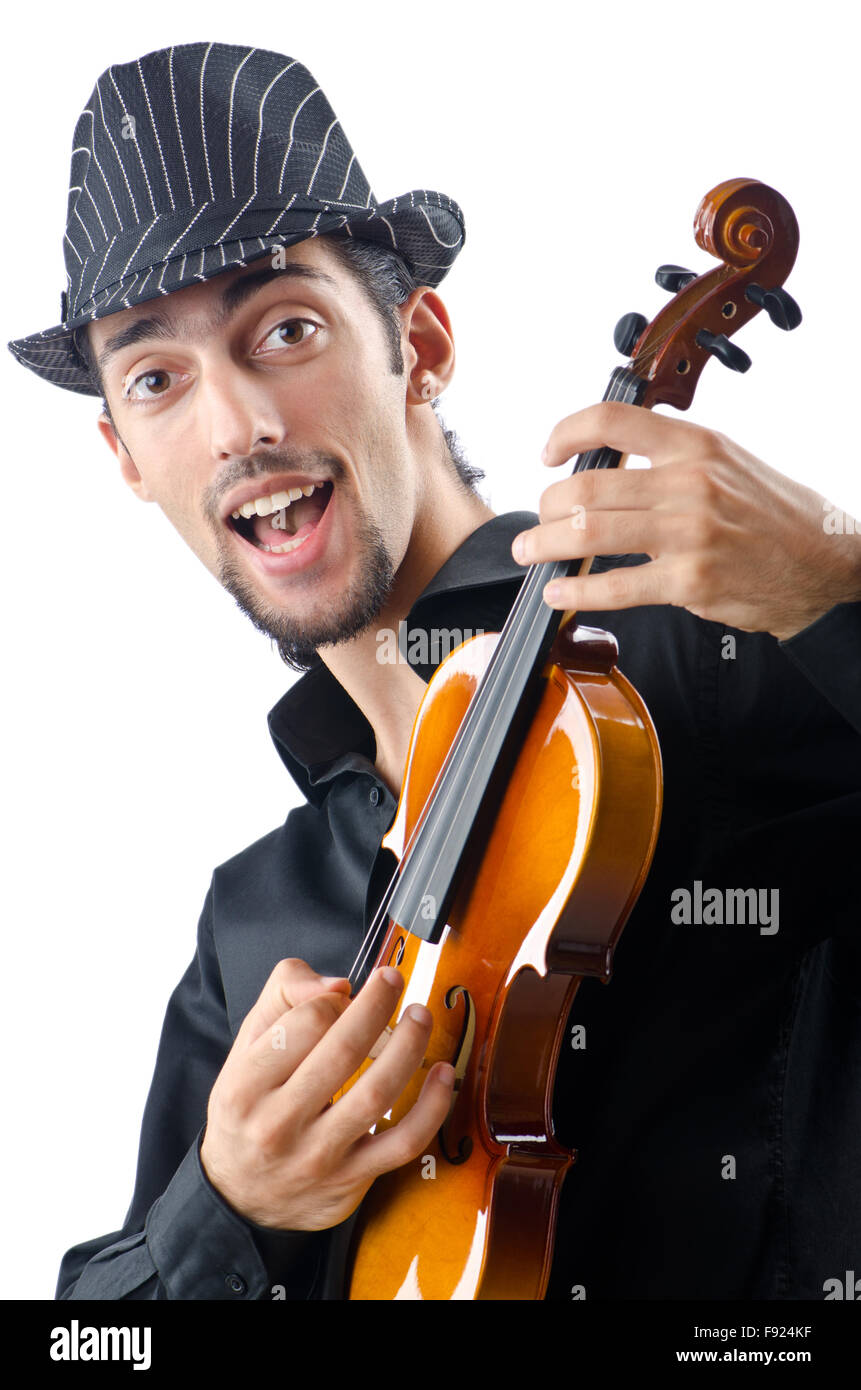 Violin player isolated on white Stock Photo - Alamy