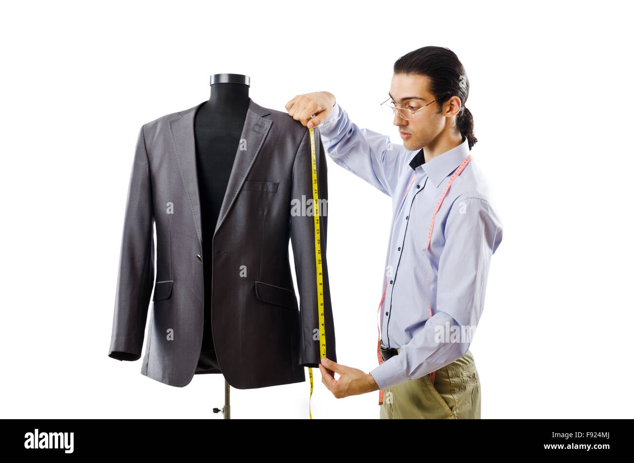 Tailor working isolated on white Stock Photo - Alamy