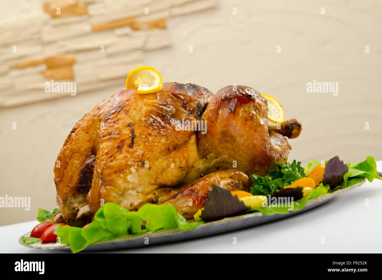 Turkey roasted and served in the plate Stock Photo - Alamy