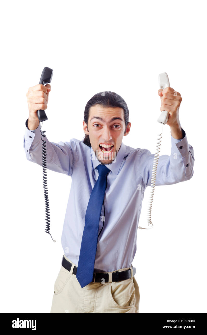Angry businessman on the phone Stock Photo - Alamy