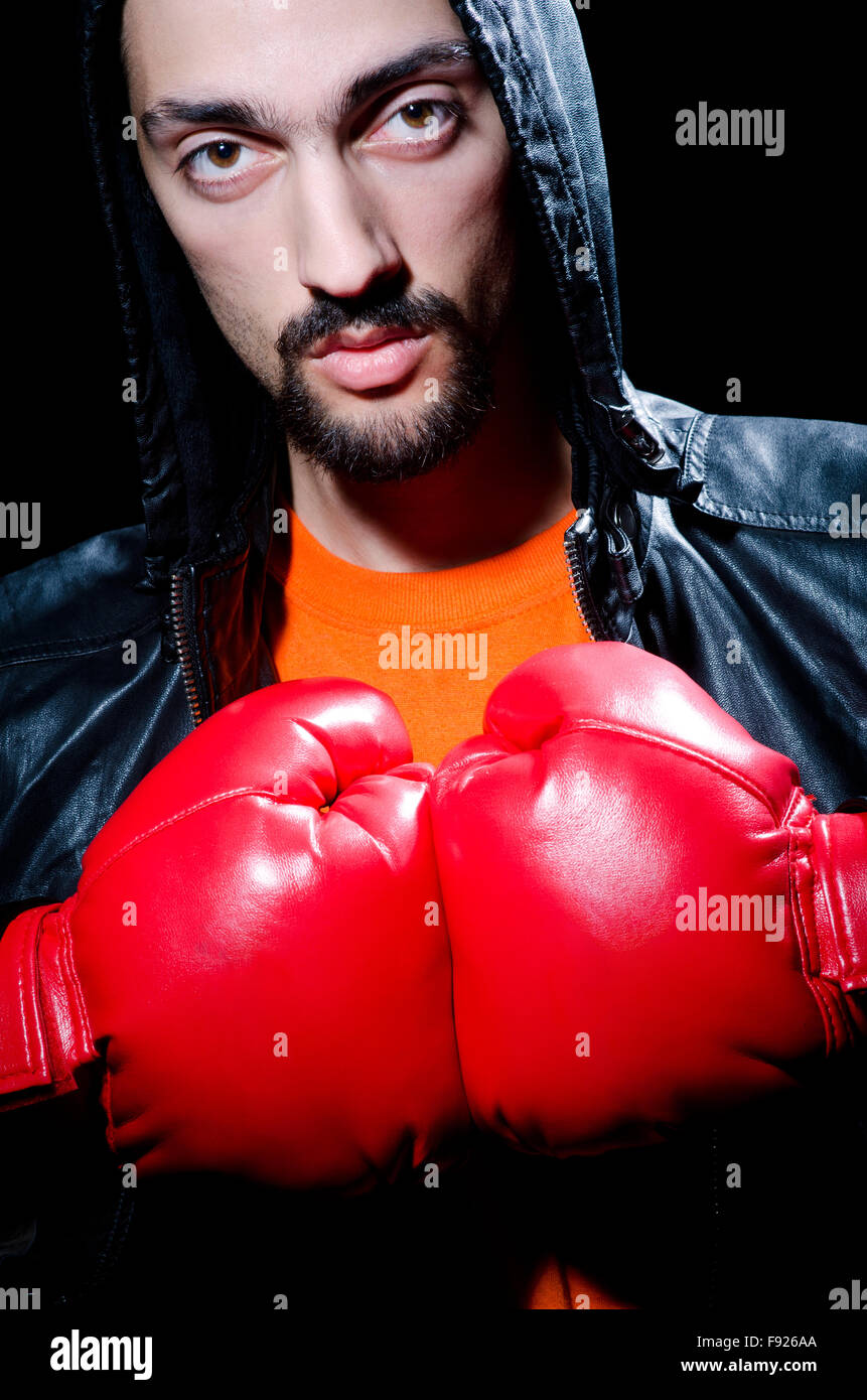 Man with boxing gloves Stock Photo - Alamy