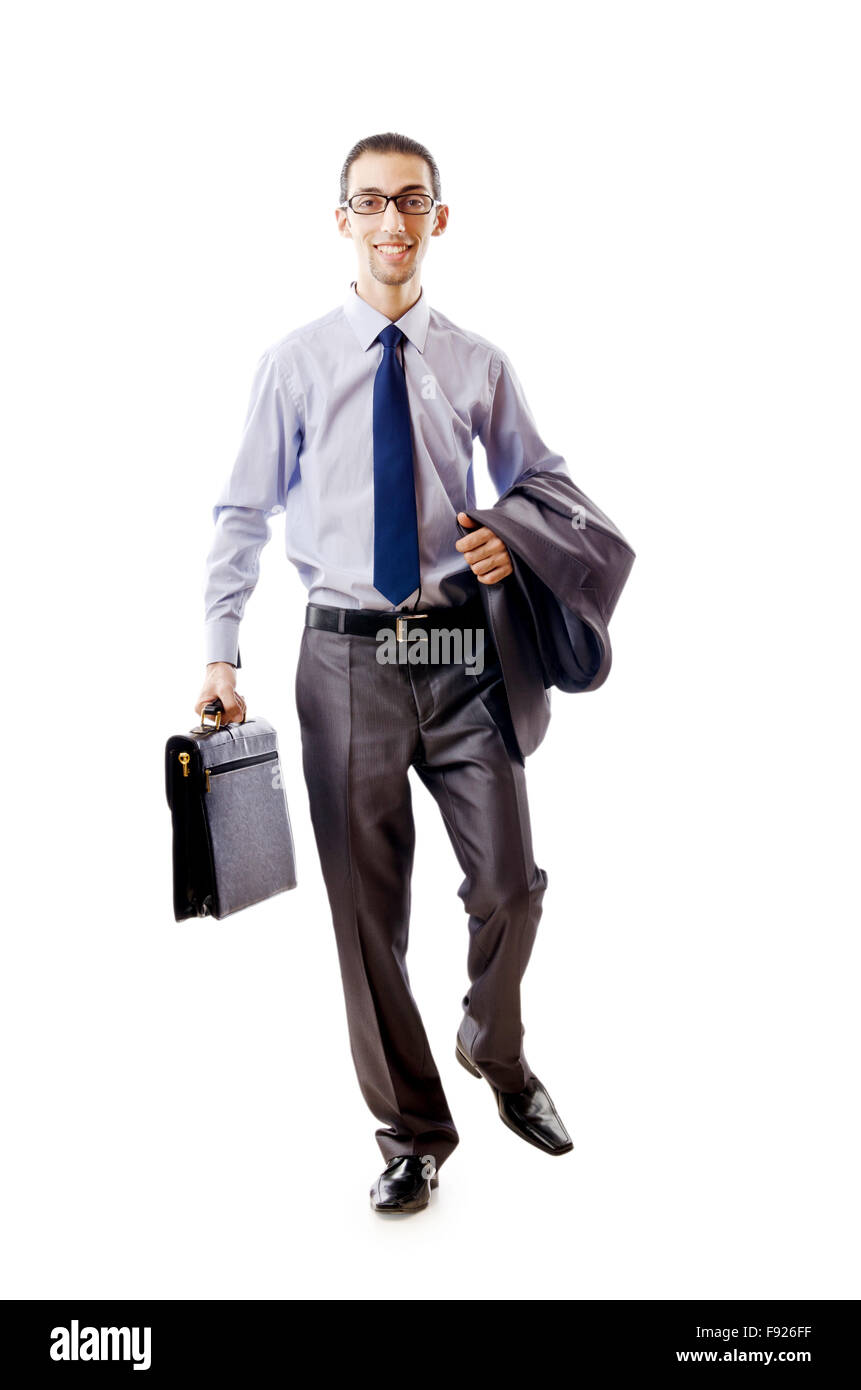 Businessman isolated on the white Stock Photo - Alamy