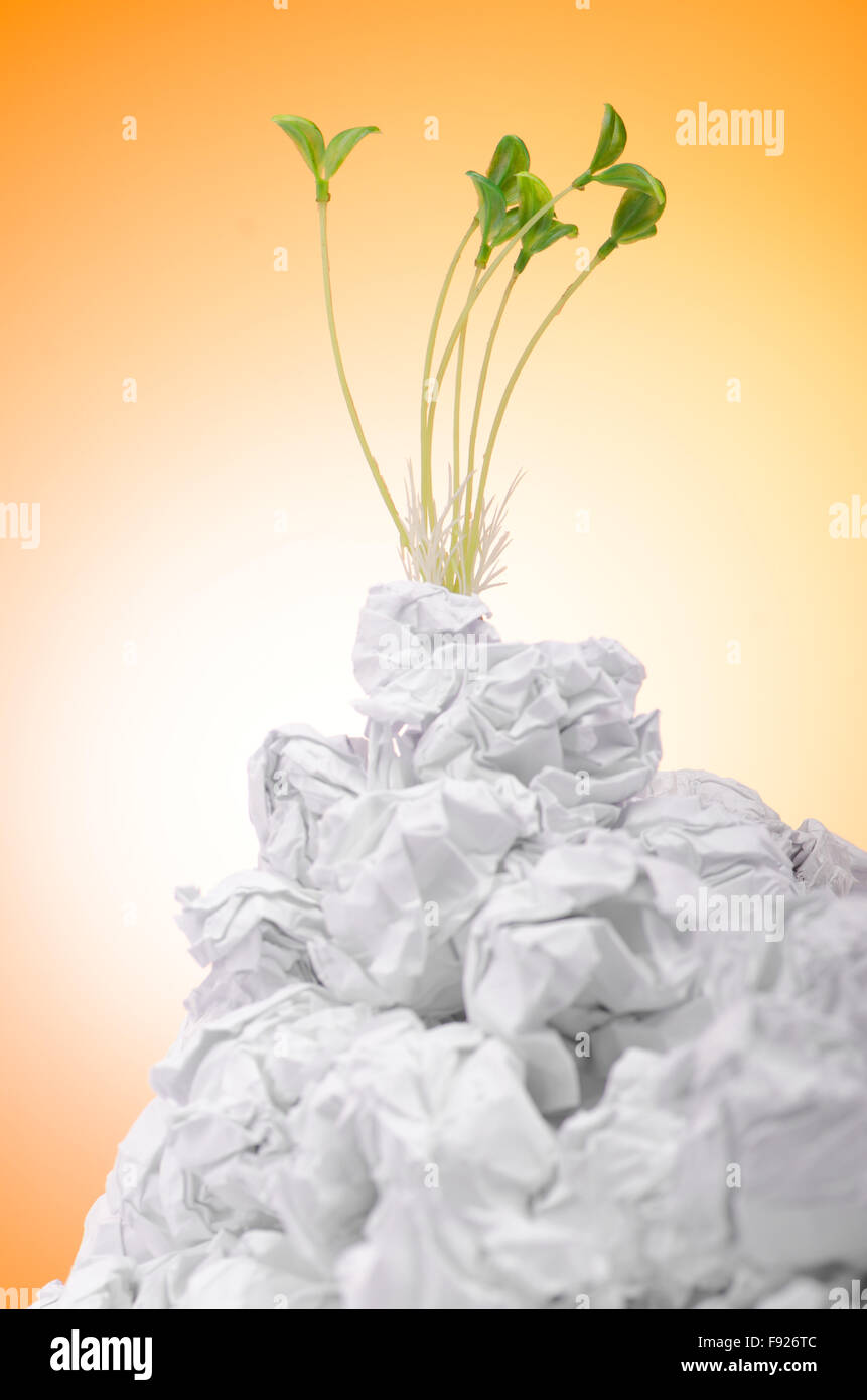 Green seedlings growing out of paper Stock Photo - Alamy