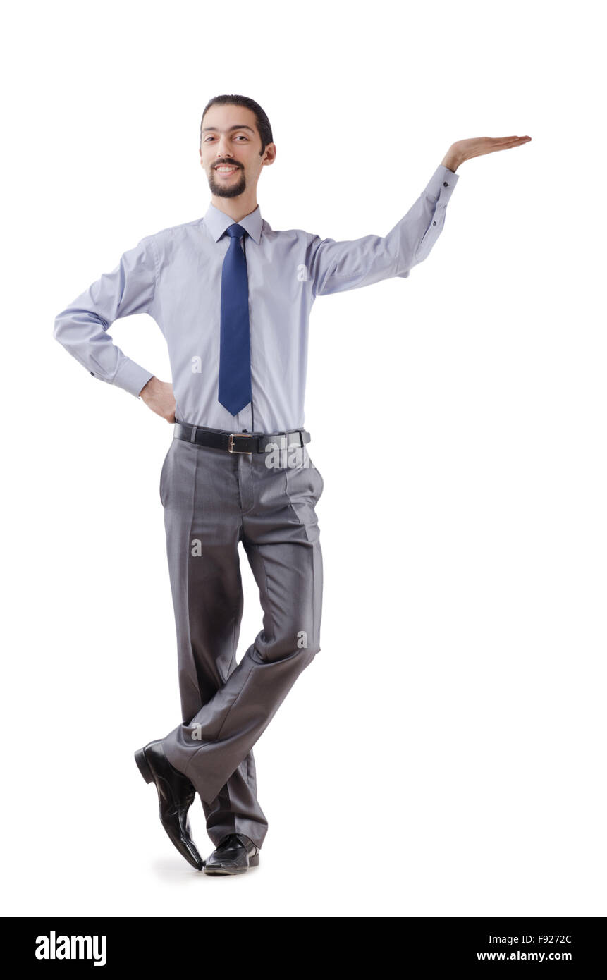 Businessman pushing away virtual obstacles Stock Photo - Alamy