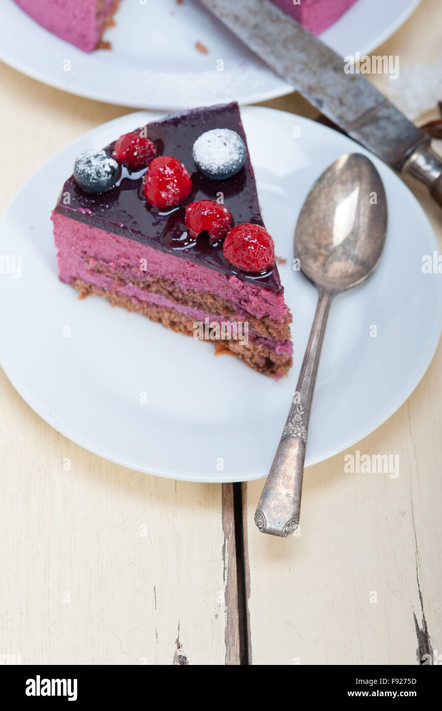 blueberry and raspberry cake mousse dessert with spice Stock Photo - Alamy
