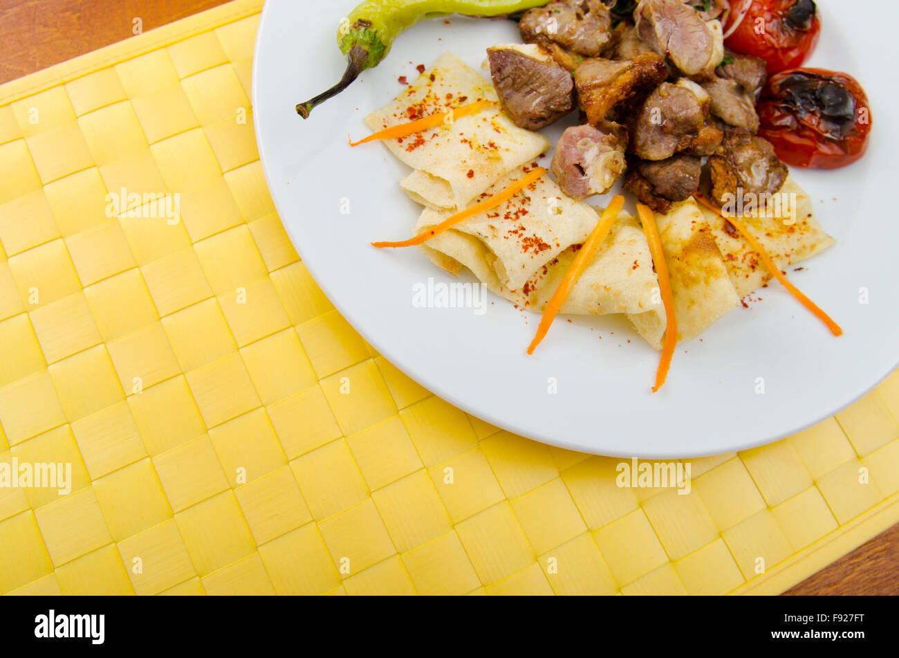 Meat cuisine - kebab served in plate Stock Photo - Alamy