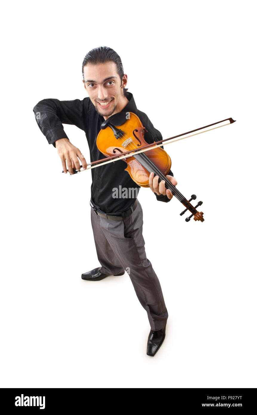 Violin player isolated on white Stock Photo - Alamy