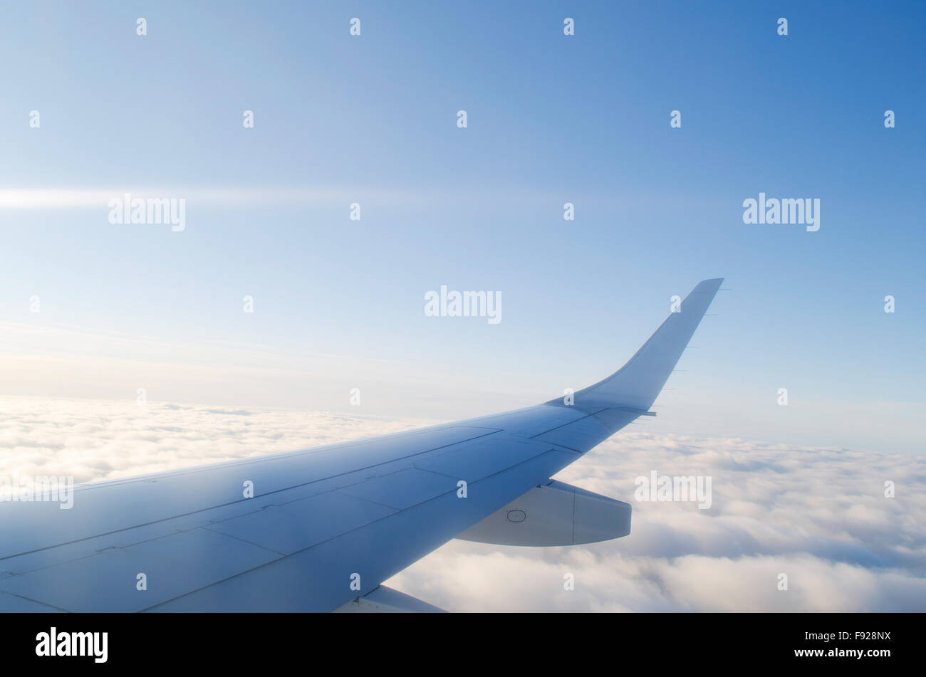 Wing of airplane from window Stock Photo - Alamy