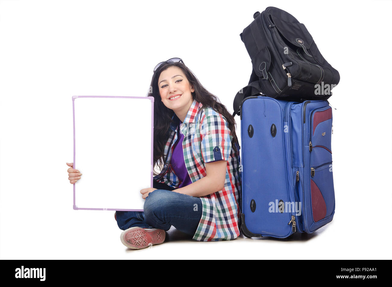 Girl preparing to travel for vacation Stock Photo - Alamy