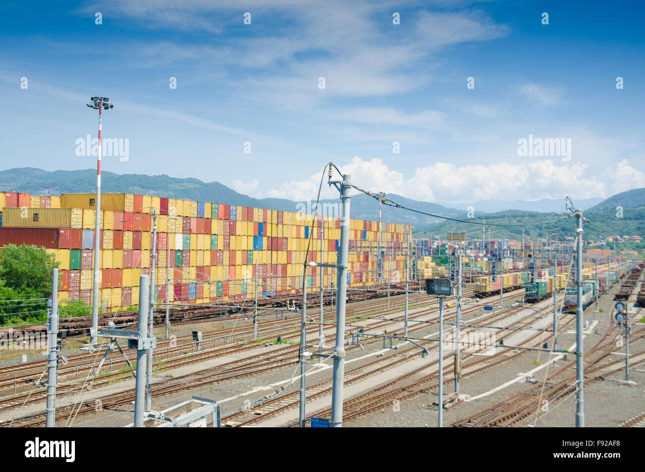 Stacks of containers at the loading port Stock Photo - Alamy