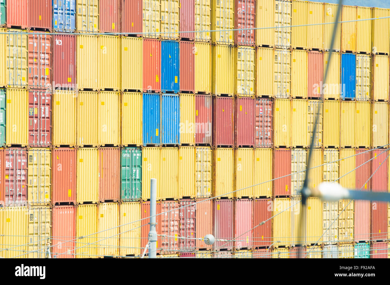 Stacks of containers at the loading port Stock Photo - Alamy
