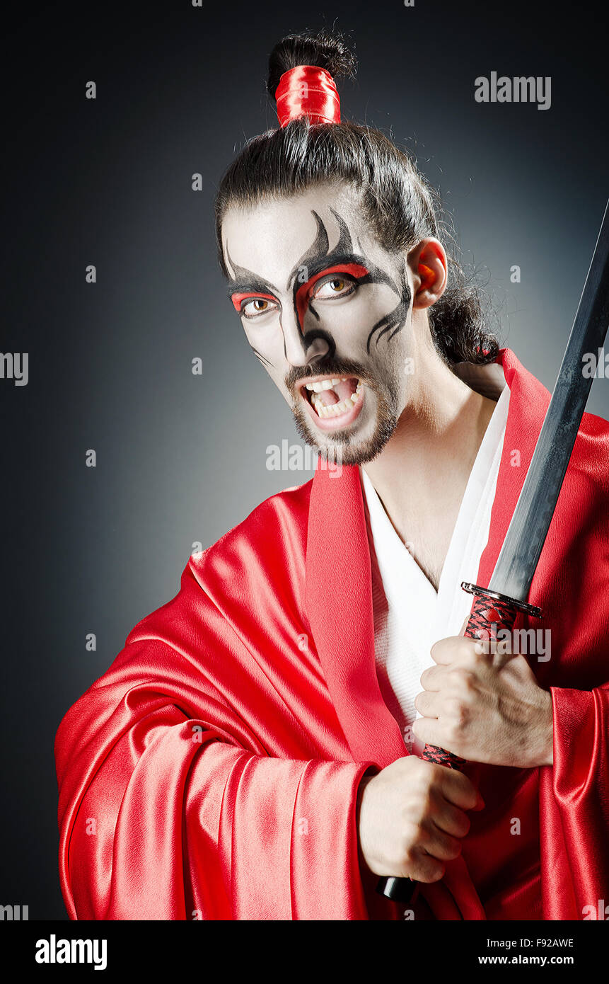 Japanese actor with sword Stock Photo - Alamy