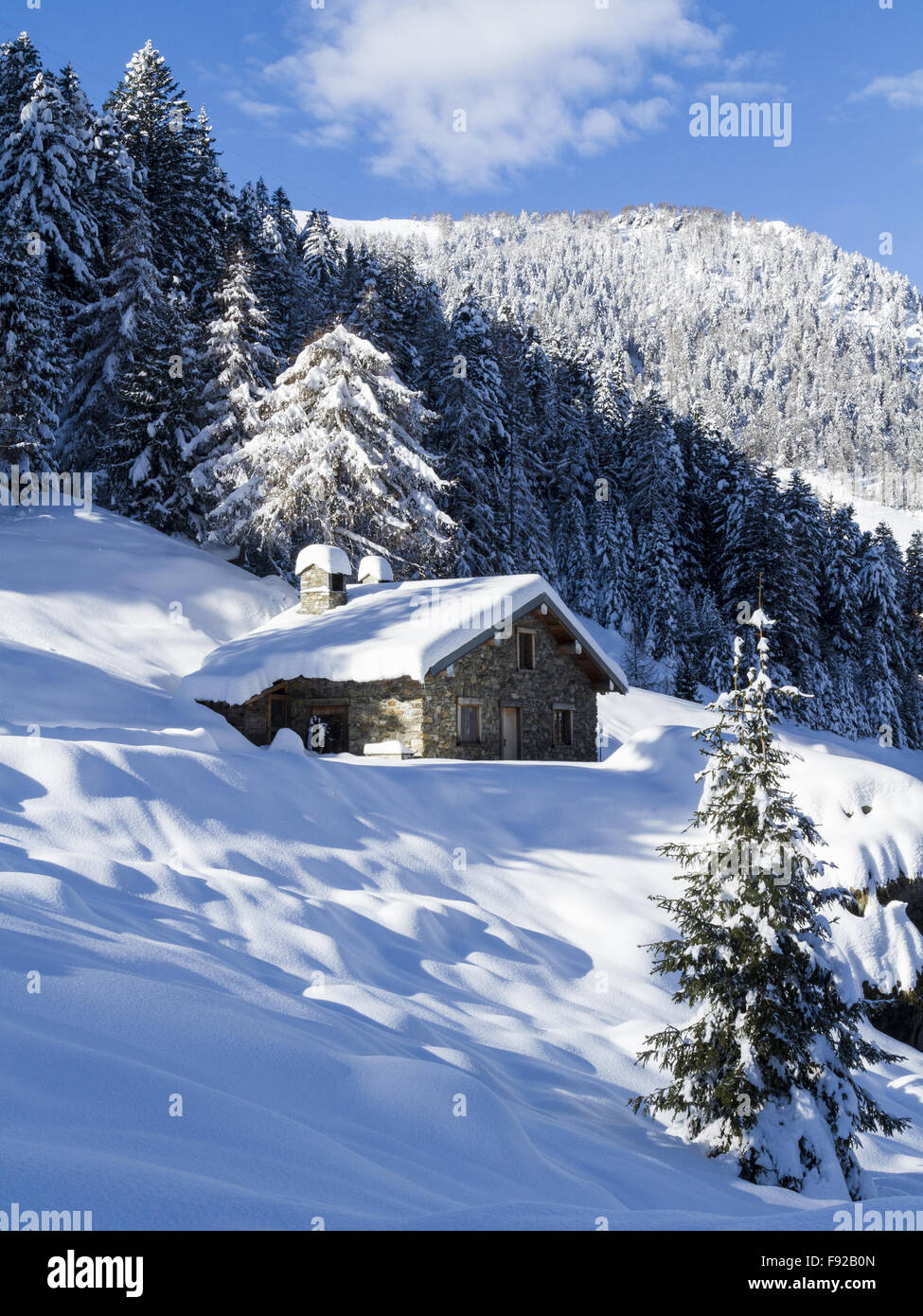 winter landscape with snow in Italian Alps Stock Photo - Alamy