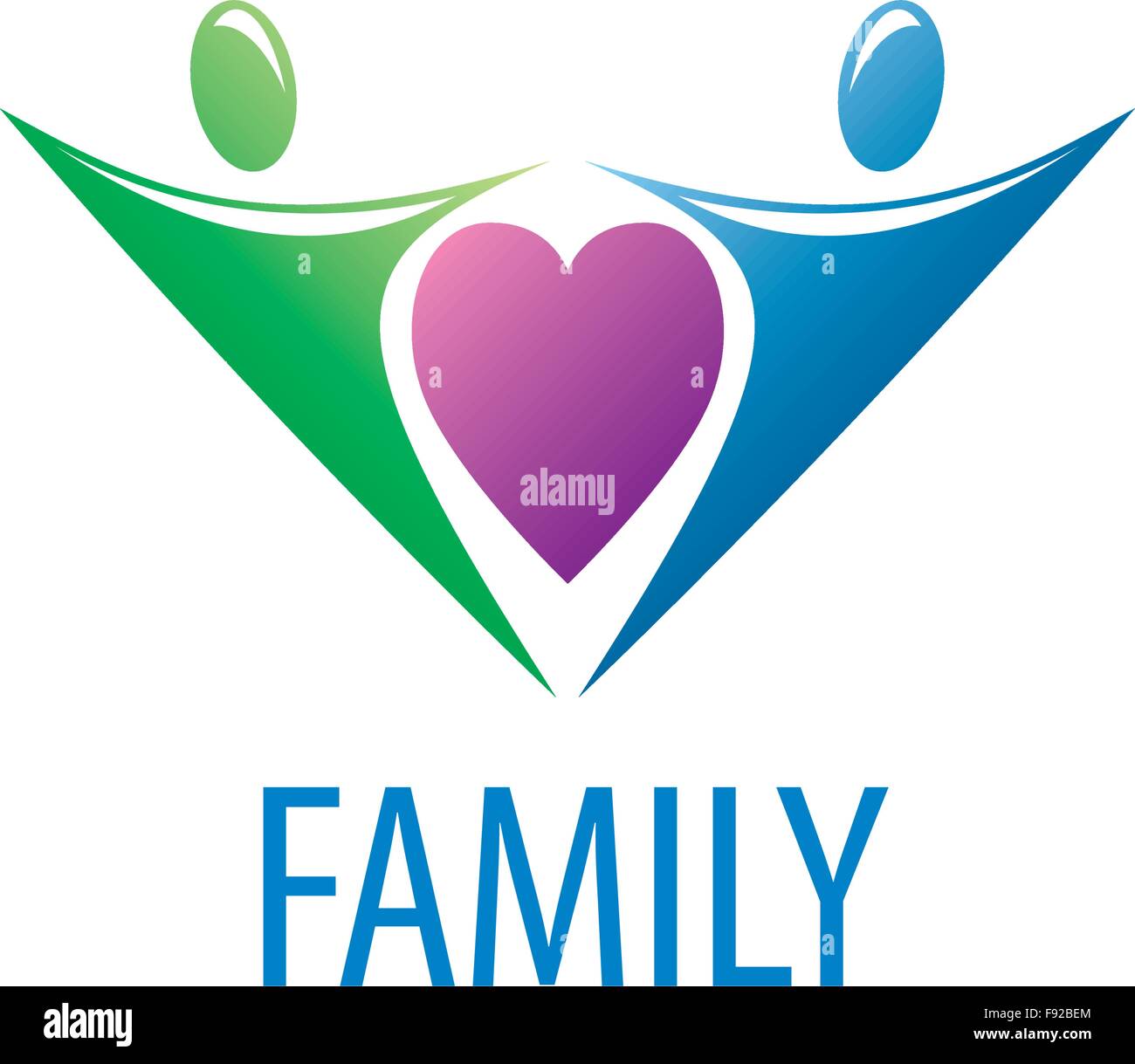 Family union heart shape logo hi-res stock photography and images - Alamy