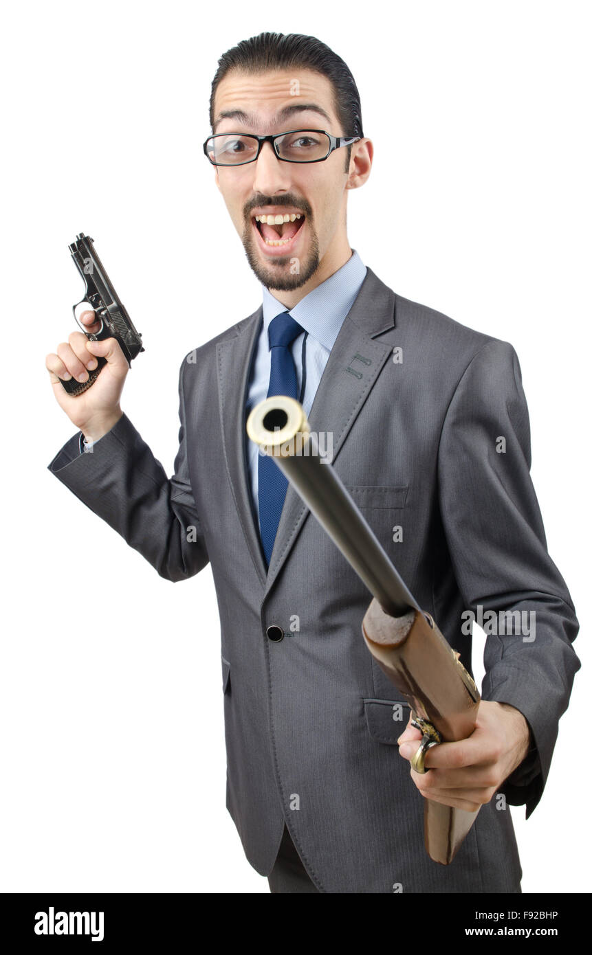 Funny Businessman Gun On White High Resolution Stock Photography and ...