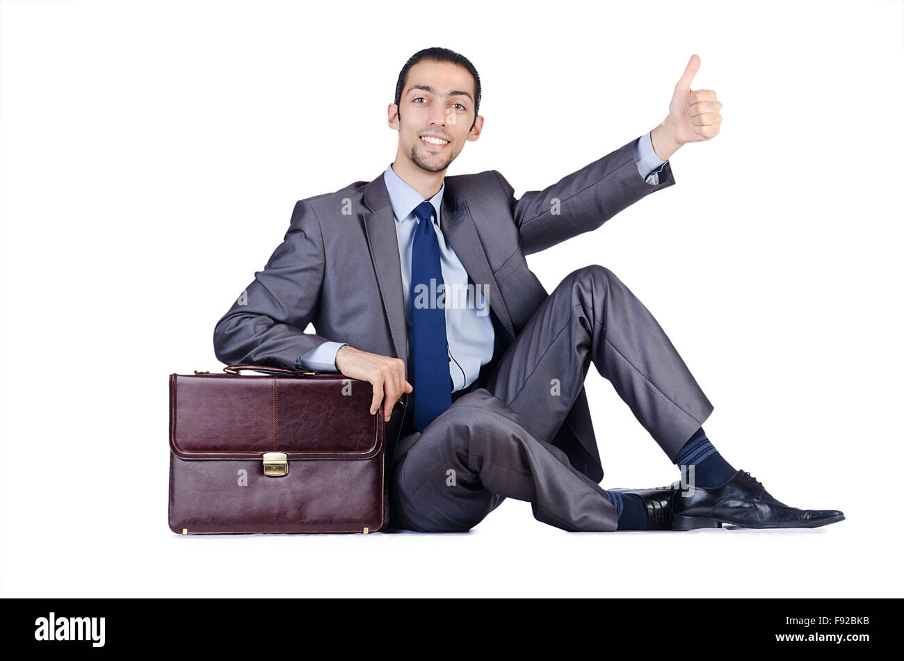 Man with briefcase on white Stock Photo - Alamy