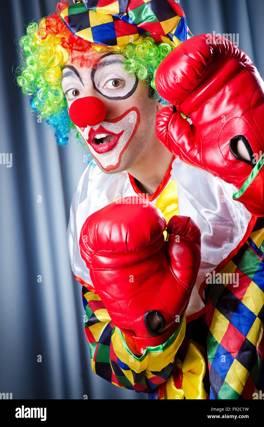 Clown with boxing gloves Stock Photo - Alamy