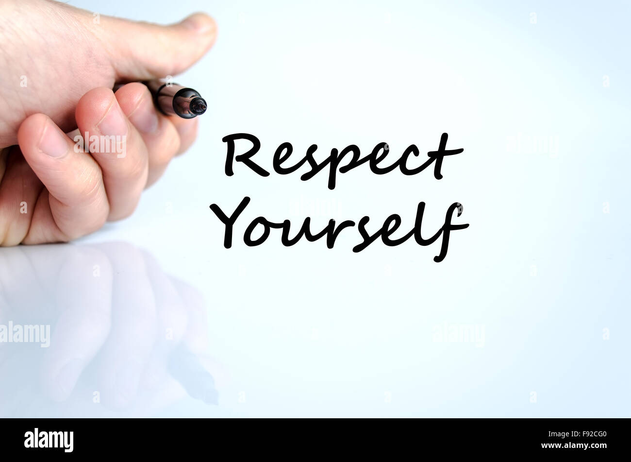 Respect yourself text concept isolated over white background Stock ...