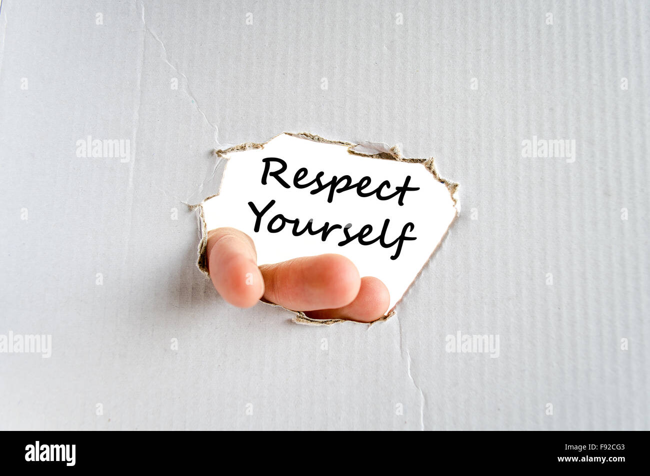 Respect yourself text concept isolated over white background Stock ...