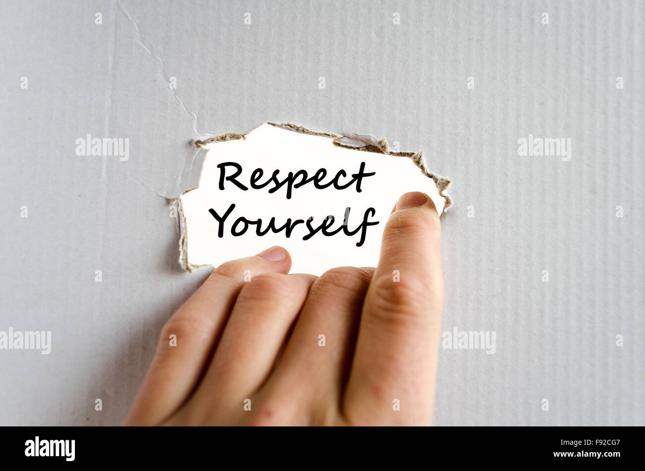 Respect yourself text concept isolated over white background Stock ...
