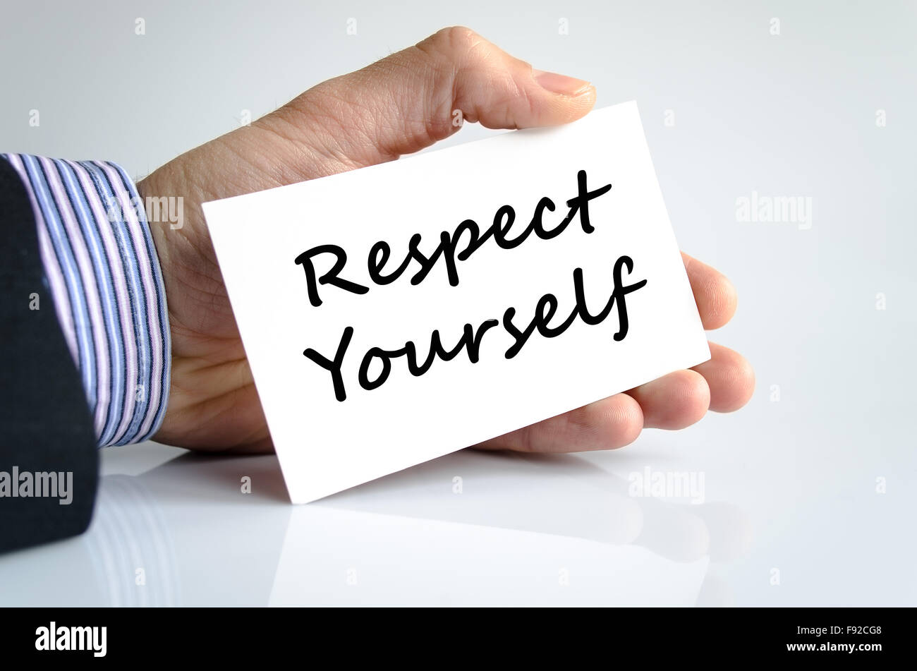 Respect yourself text concept isolated over white background Stock ...