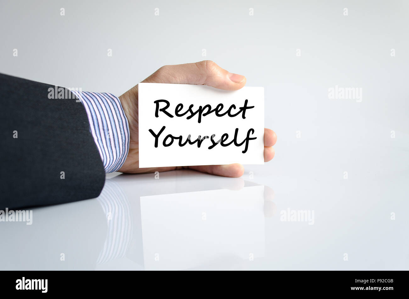 Respect yourself text concept isolated over white background Stock ...