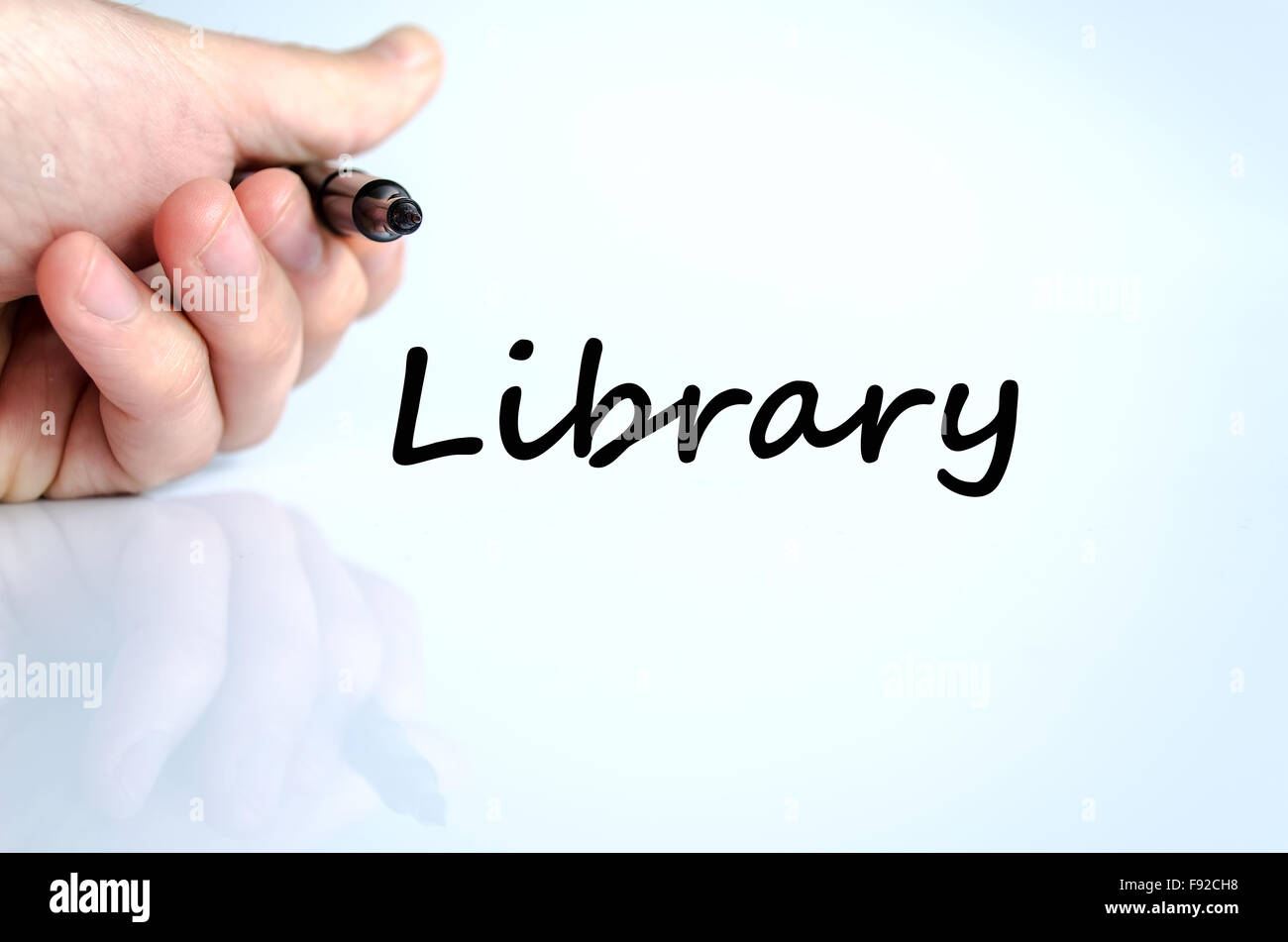 Library text concept isolated over white background Stock Photo - Alamy