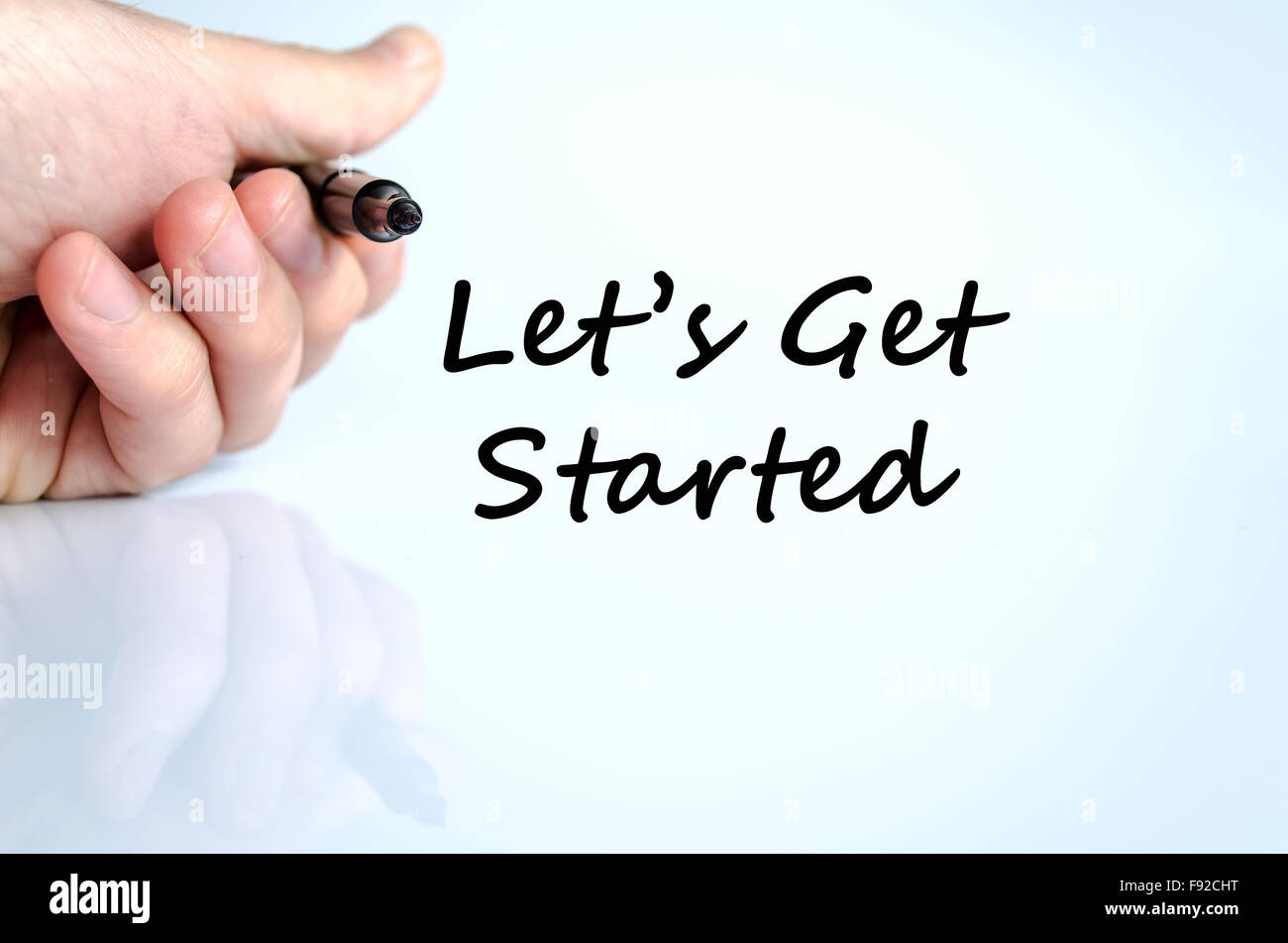 Let's get started text concept isolated over white background Stock ...
