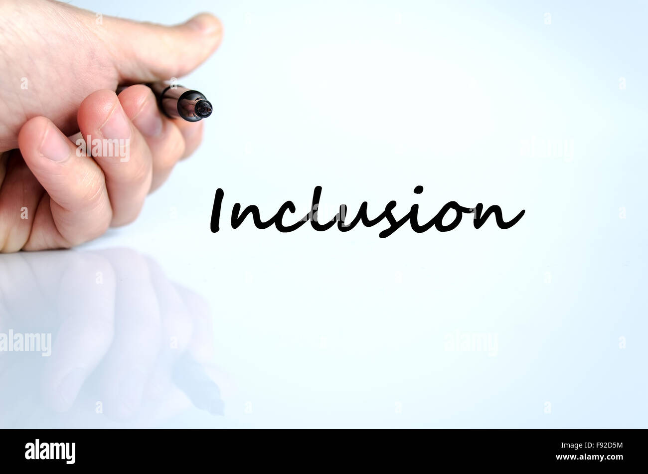 Inclusion text concept isolated over white background Stock Photo - Alamy