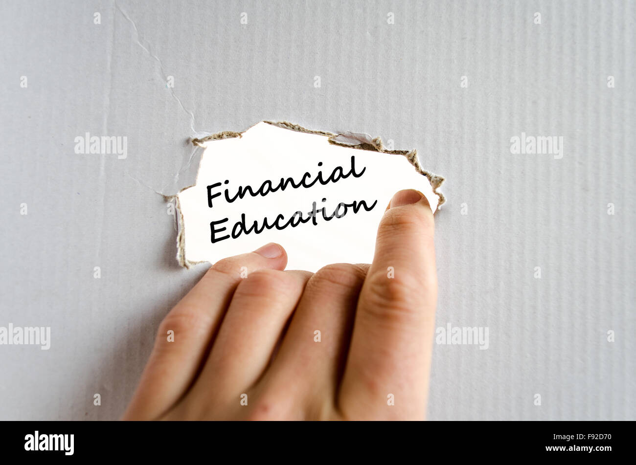 Financial education text concept isolated over white background Stock ...