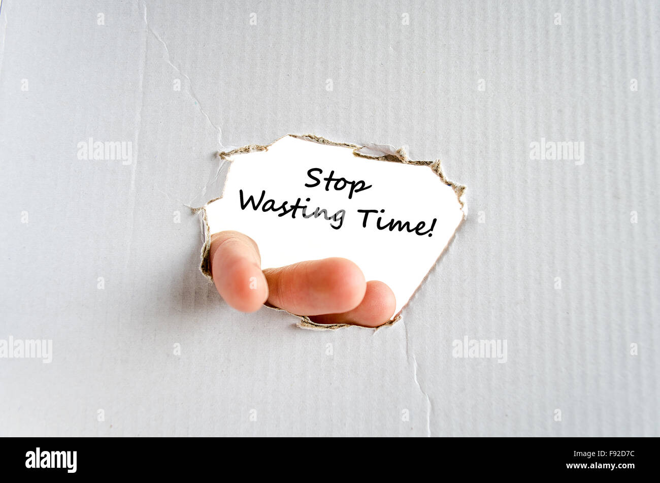 Stop wasting time text concept isolated over white background Stock ...