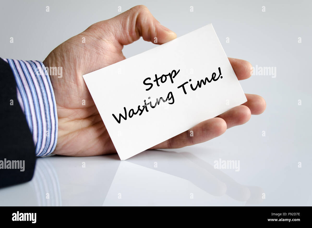 Stop wasting time text concept isolated over white background Stock ...