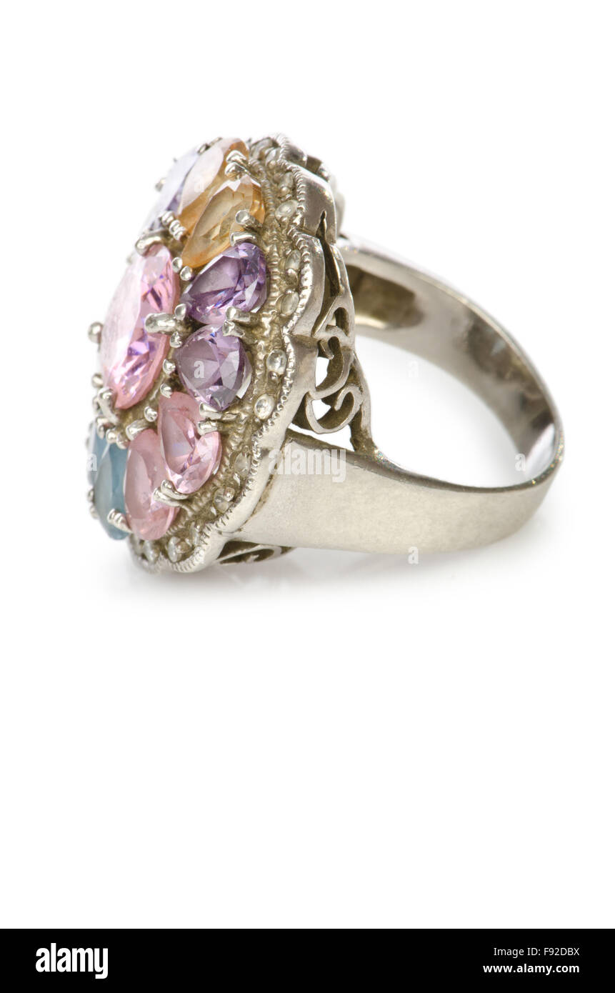 Jewellery ring isolated on white Stock Photo - Alamy