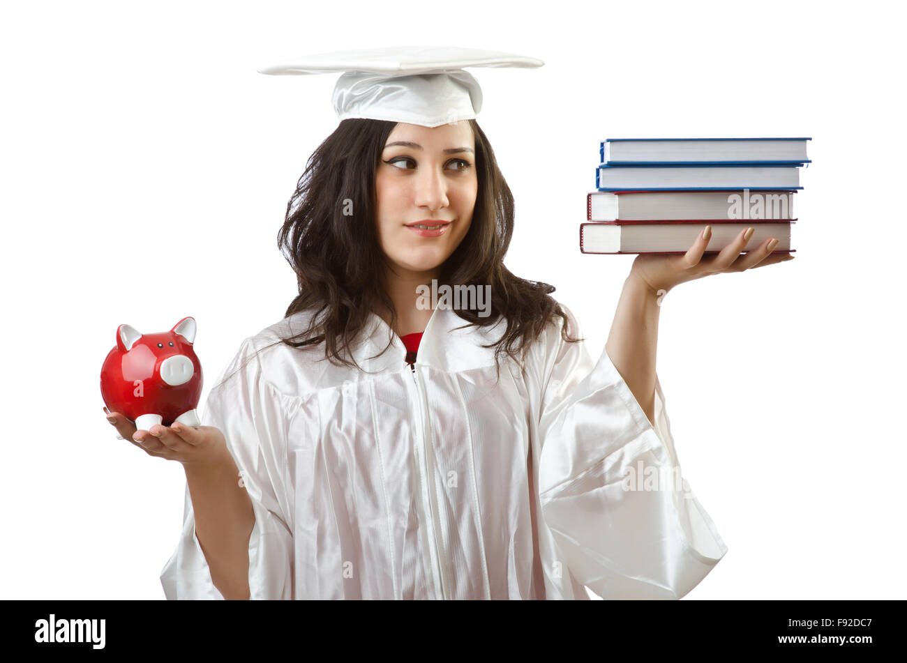 Saving for studies concept on white Stock Photo - Alamy
