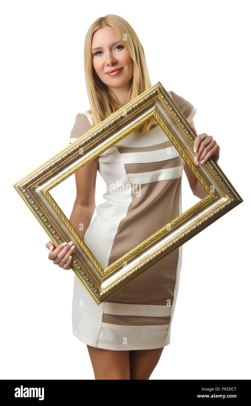 Picture frame and attractive woman Stock Photo - Alamy