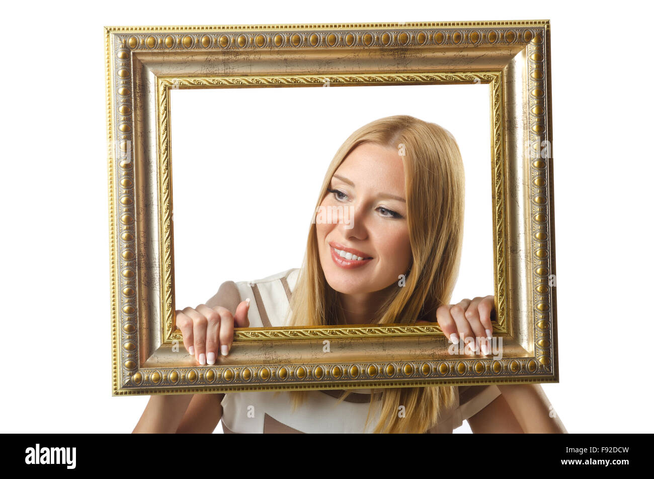 Picture frame and attractive woman Stock Photo - Alamy