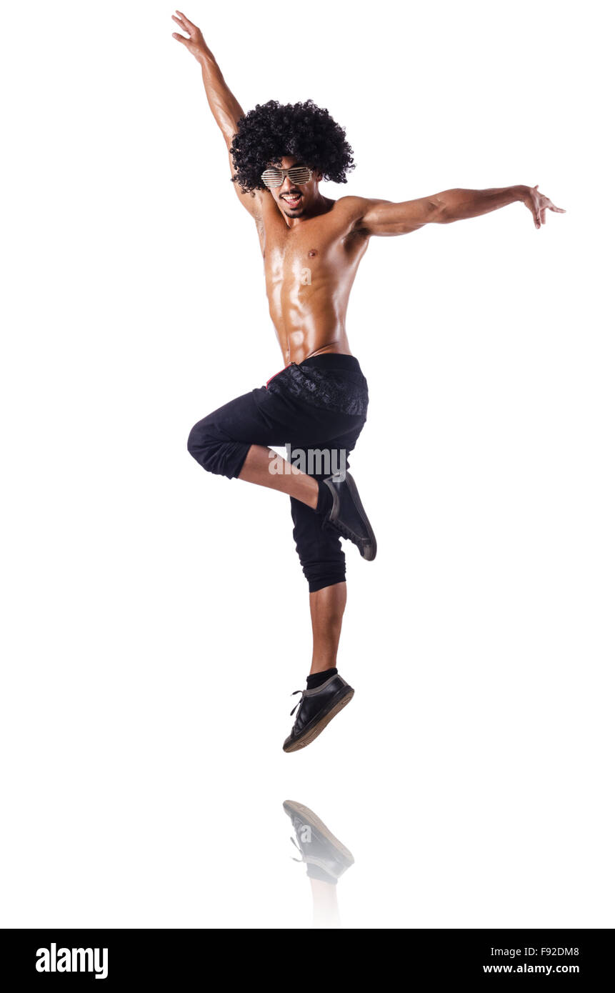 Muscular dancer isolated on white Stock Photo - Alamy