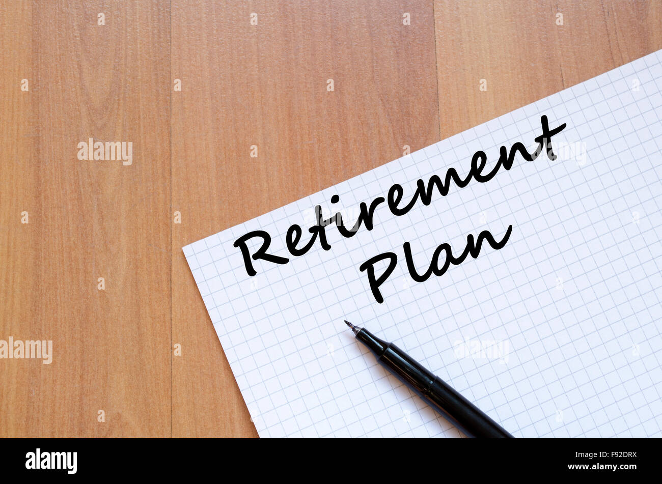 Retirement plan text concept write on notebook with pen Stock Photo - Alamy