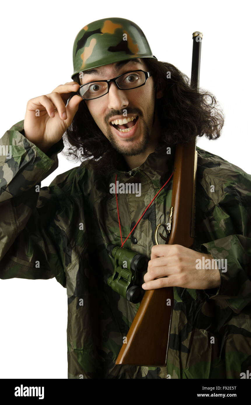 Funny soldier in humour concept Stock Photo - Alamy