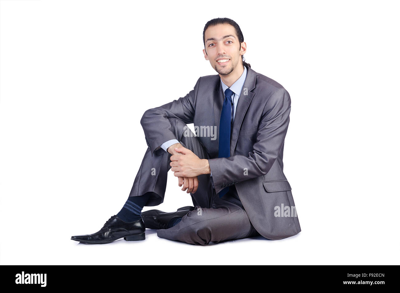 Man sitting on virtual chair Stock Photo - Alamy