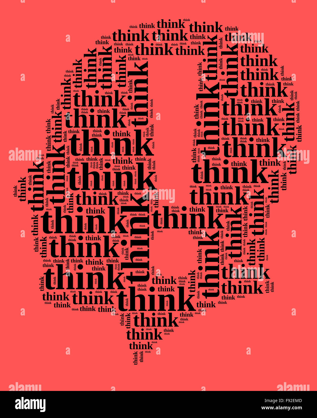 Think word cloud concept in human head shape Stock Photo - Alamy