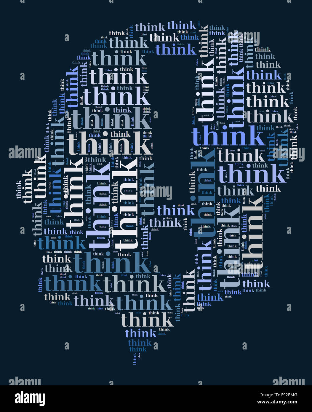 Think word cloud concept in human head shape Stock Photo - Alamy