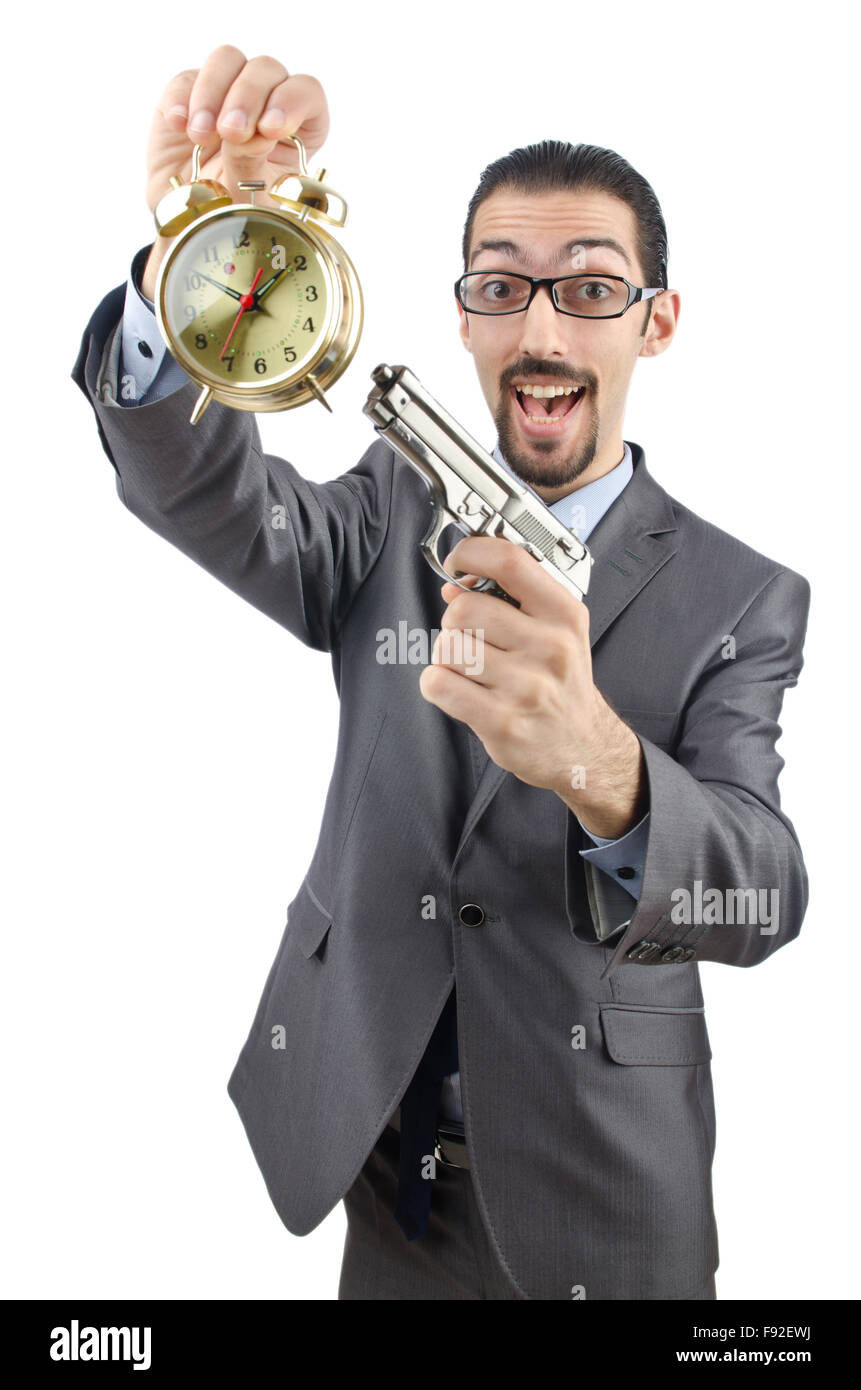 Businessman killing the time on white Stock Photo - Alamy