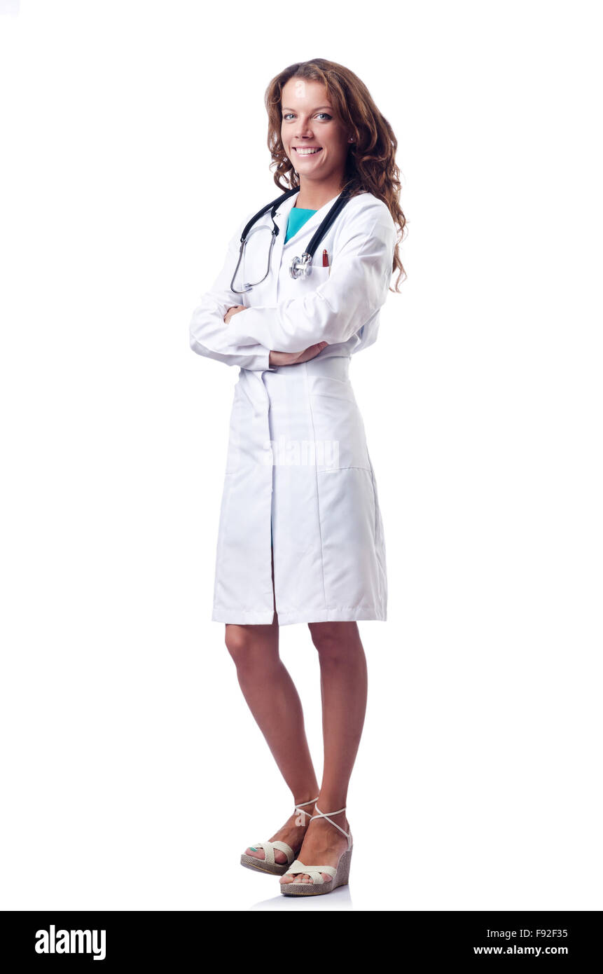 Attrative woman doctor isolated on white Stock Photo - Alamy
