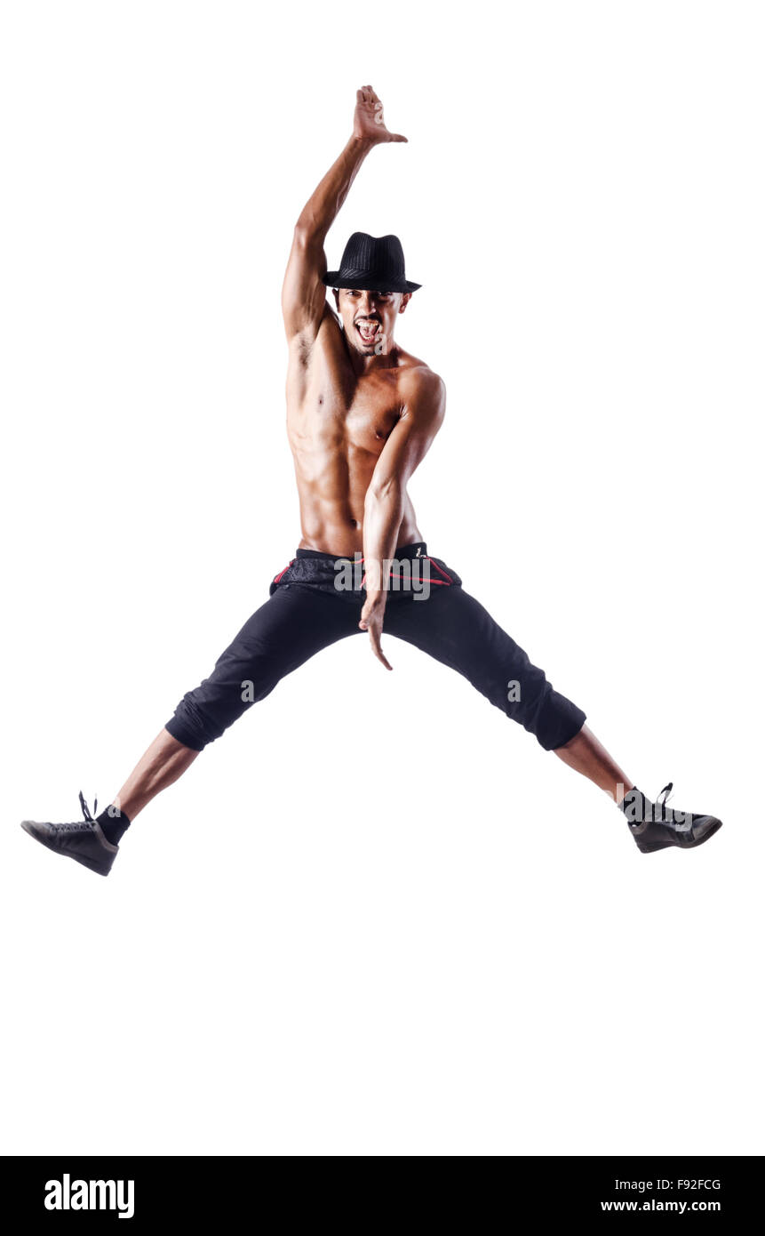 Muscular dancer isolated on white Stock Photo - Alamy